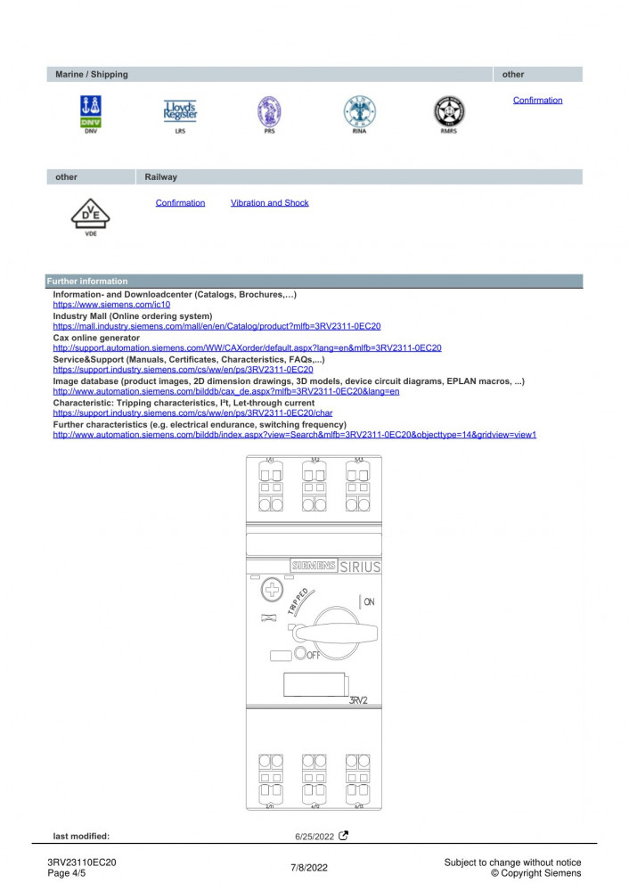 3RV23110EC20 technical document page 4