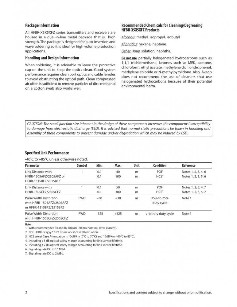 HFBR-1505AFZ datasheet page 2