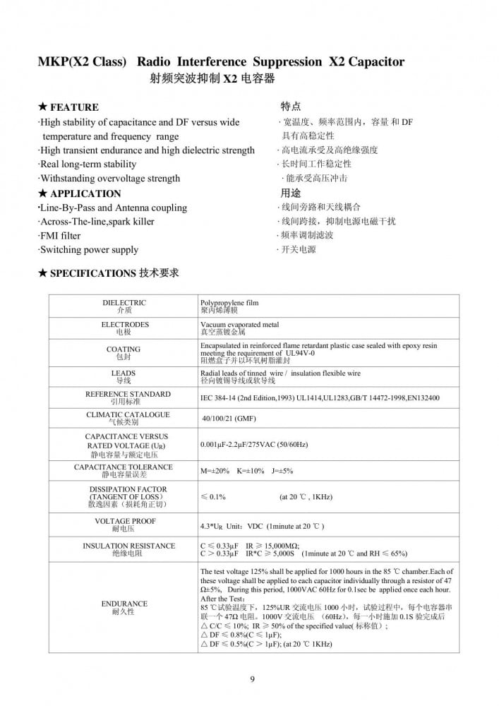 MKP684K275A07 technical document page 1