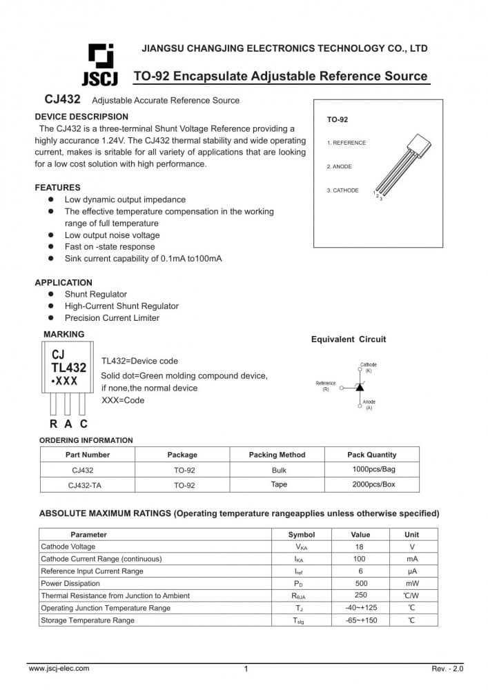 CJ432-TA datasheet page 1