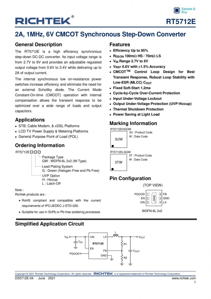 RT5712E datasheet page 1