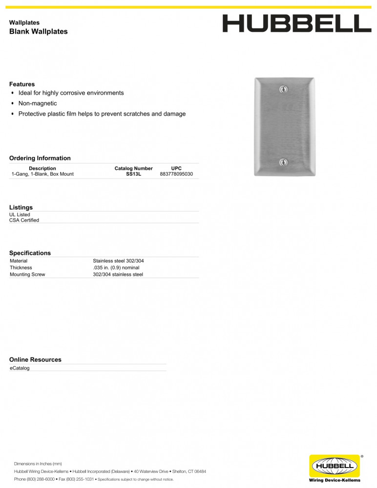 Burndy SS13L product documentation image