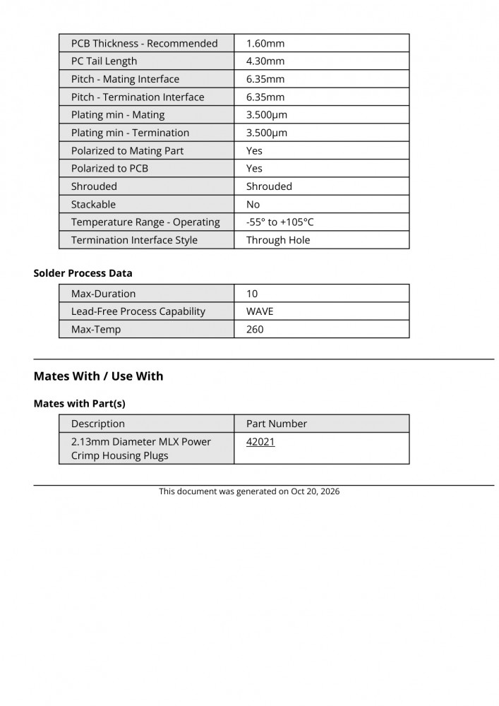Technical document image 4 for MOLEX 432550161