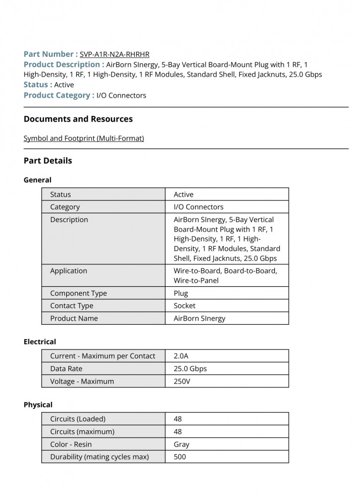 SVP-A1R-N2A-RHRHR technical document preview, page 1