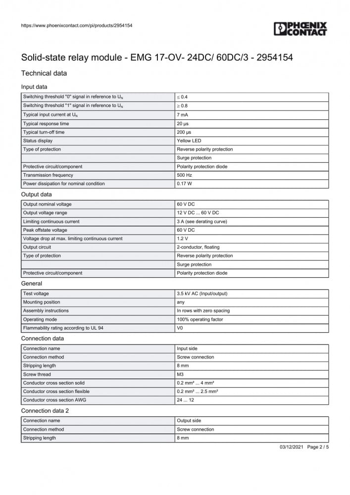 Phoenix Contact 2954154 technical document page 2