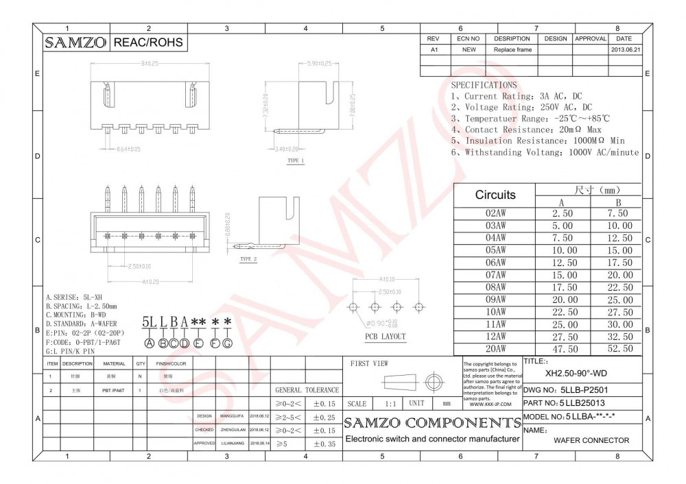 SAMZO 5LLBA040L technical drawing