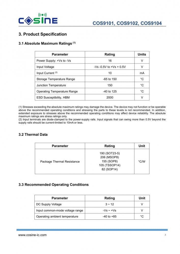COS9102SRA datasheet page 3