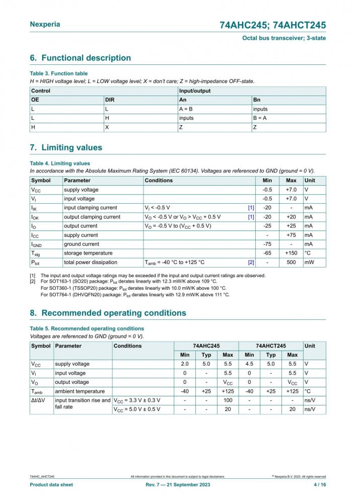 74AHC245 datasheet page 4
