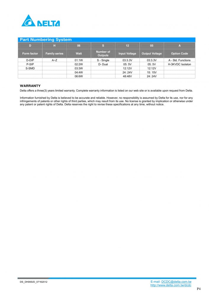 DELTA DH06S/D series datasheet page 4