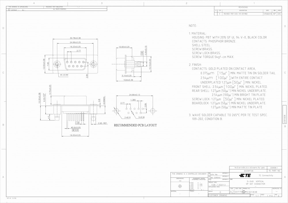 TE Connectivity 2301838-2 drawing page 1