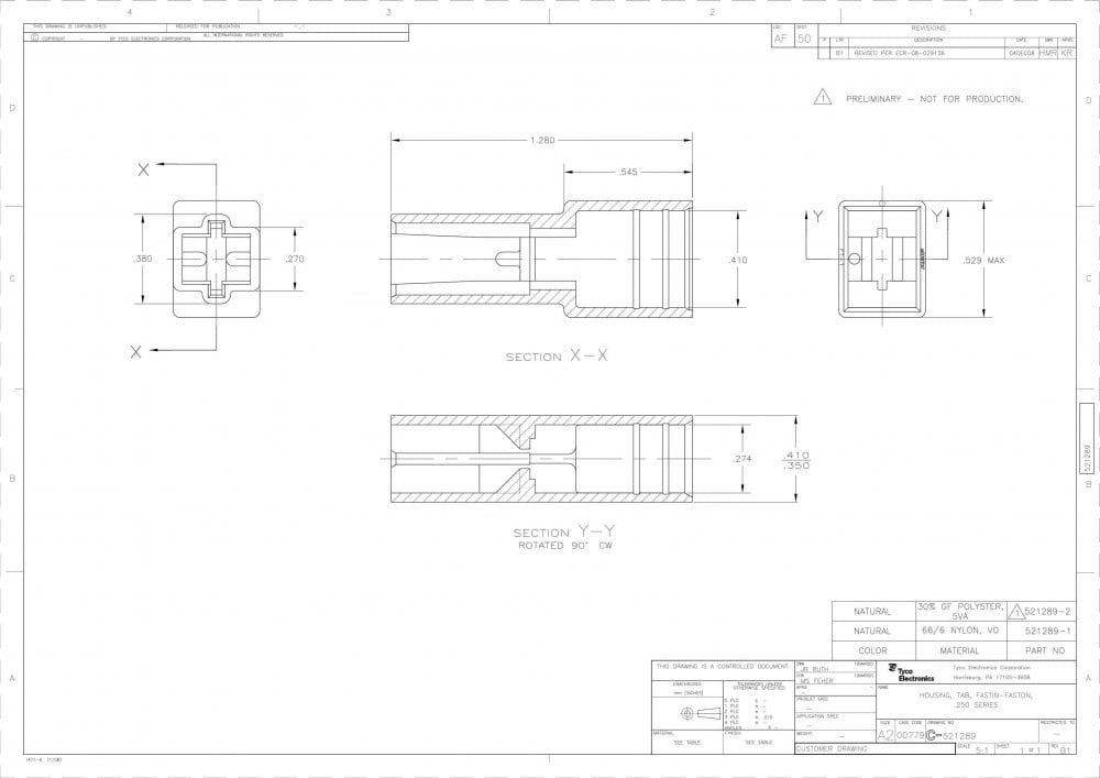 TE Connectivity 521289-1 controlled drawing preview