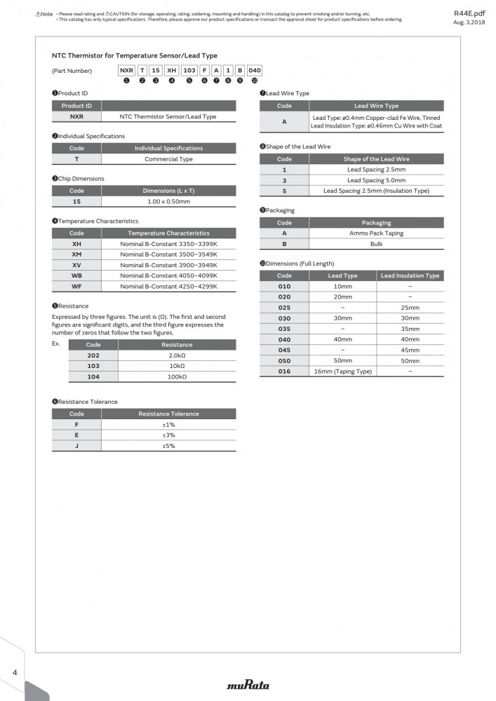 Murata NTC thermistor catalog page 6