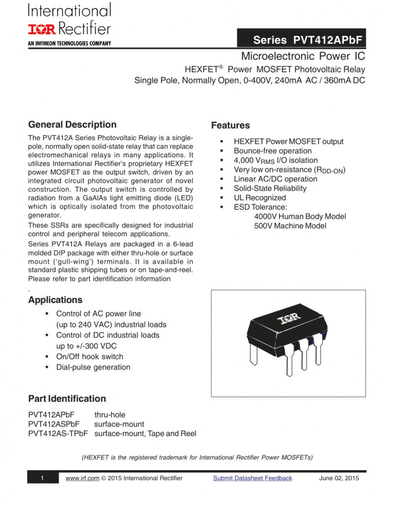 PVT412ASPBF datasheet page 1