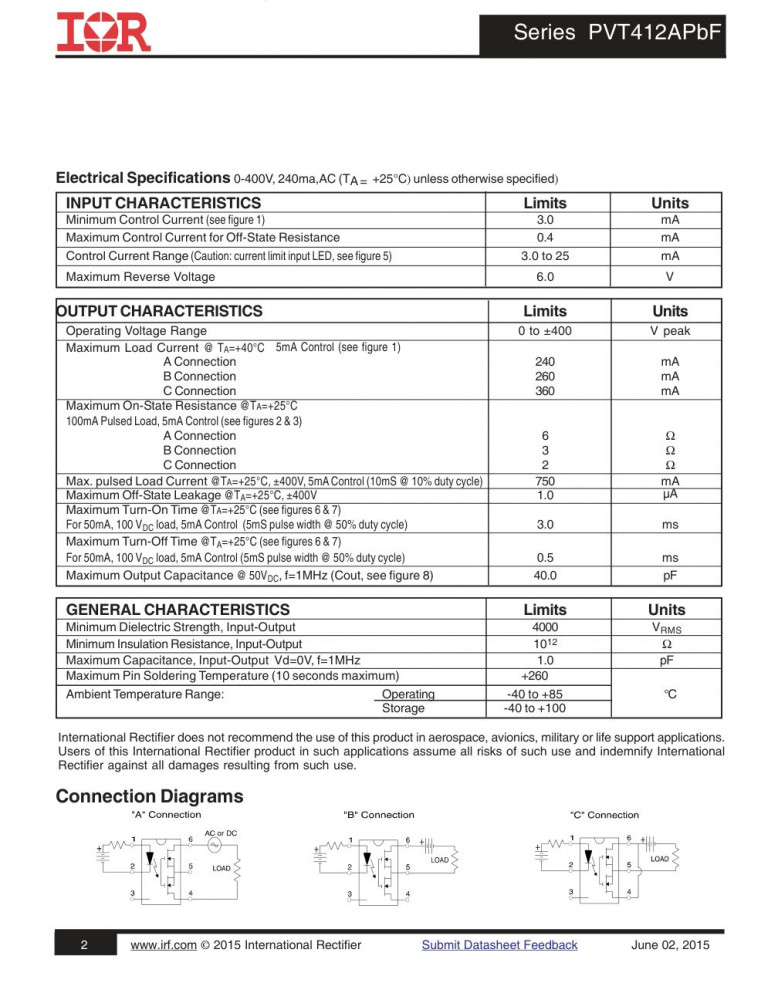 PVT412ASPBF datasheet page 2