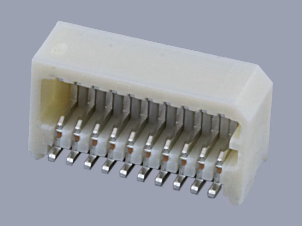 SlimStack Board-to-Board Connector, 0.80mm Pitch, Plug, 5.65mm Mated Height, 28 Circuits, Right-Angle, without Boss