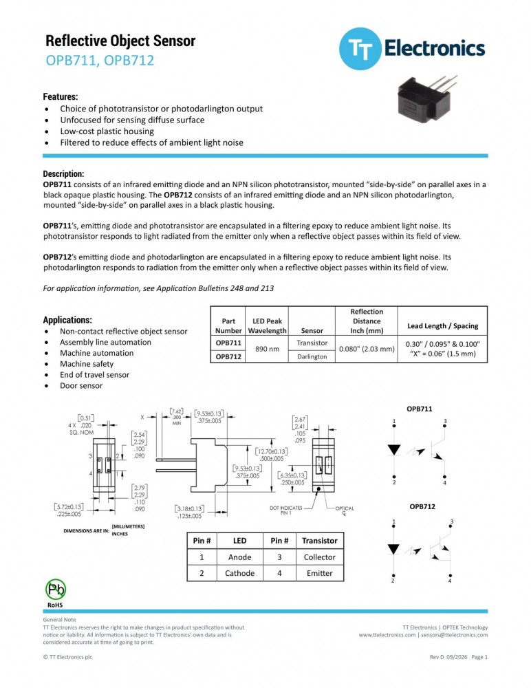 OPB711 datasheet page 1