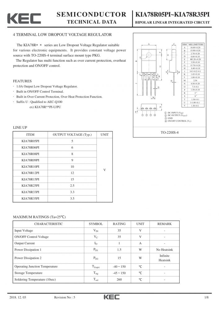 KIA78R06PI-U/P datasheet page 1