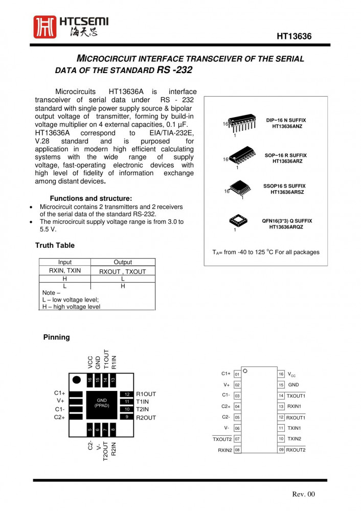 HT13636ARZ technical document page 1