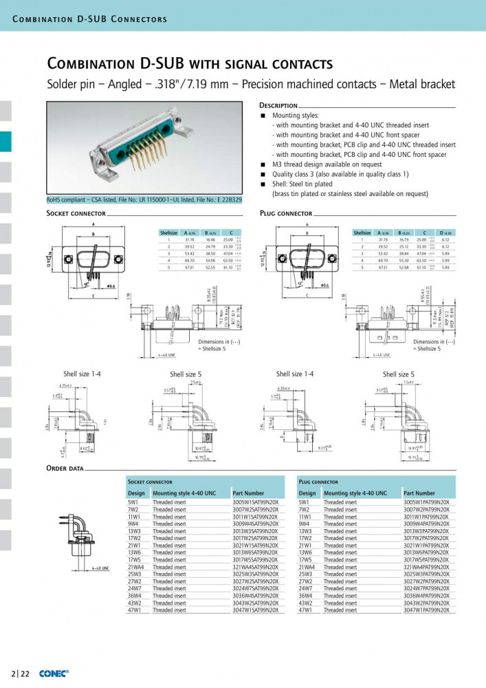CONEC combination D-Sub technical document page 1