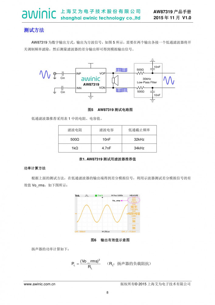 AW87319CSR datasheet page 8