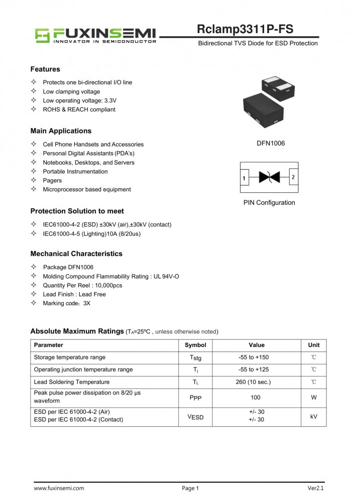 Rclamp3311P-FS technical document page 1