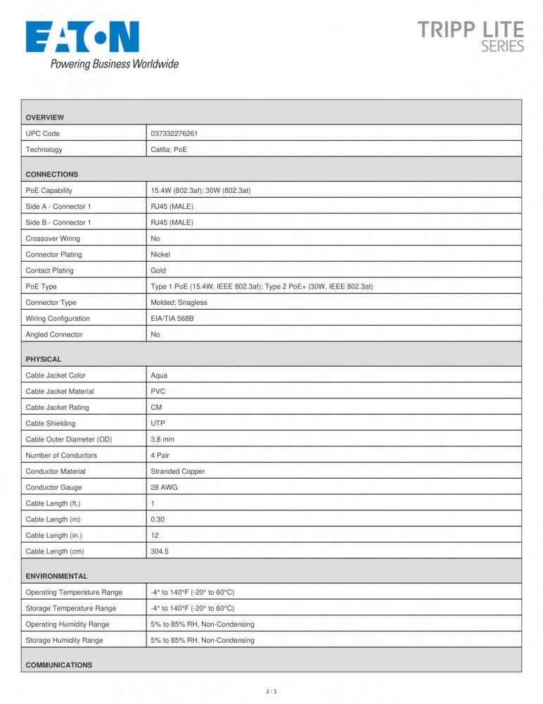 EATON N261-S01-AQ technical document page 2