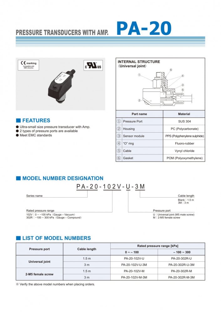 Nidec PA-20 technical document page 1