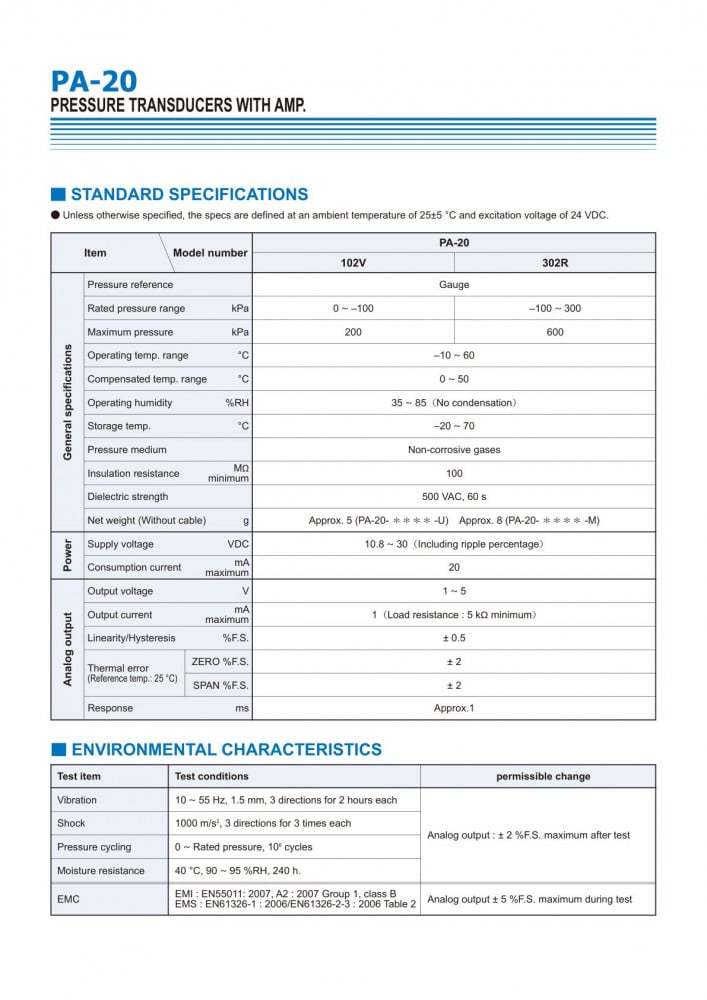 Nidec PA-20 technical document page 2