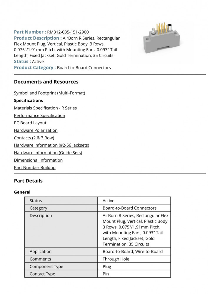 Technical document page 1 for RM312-035-151-2900