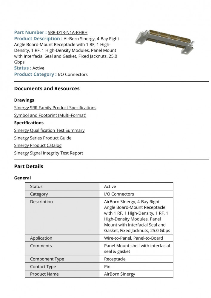 SInergy connector technical document, page 1