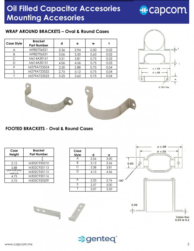 Catalog page 5: footed bracket listing