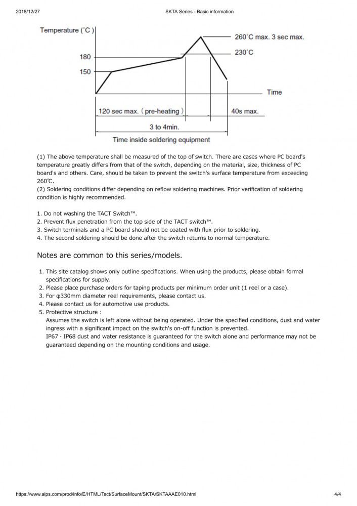 SKTAAAE010 reflow soldering conditions