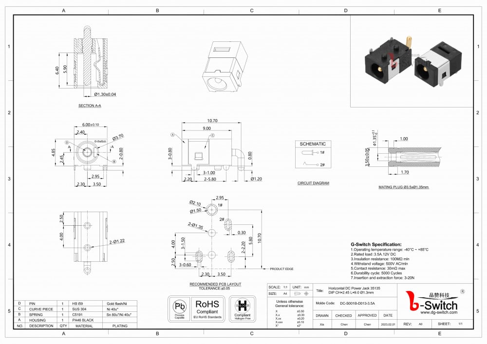 DC-S001B-D013-3.5A technical document page