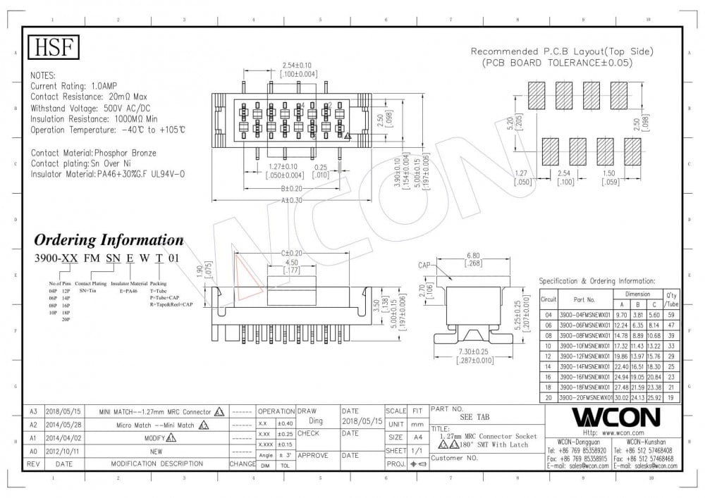 Wcon 3900 series technical drawing preview