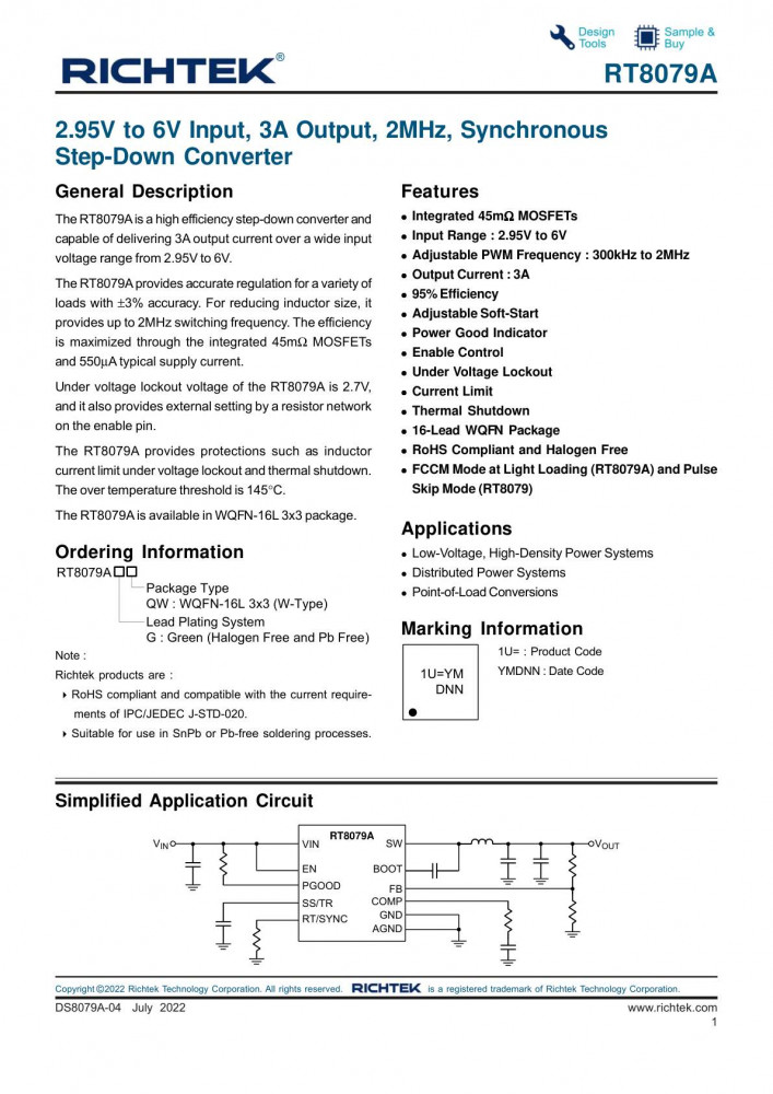 RT8079A datasheet page 1