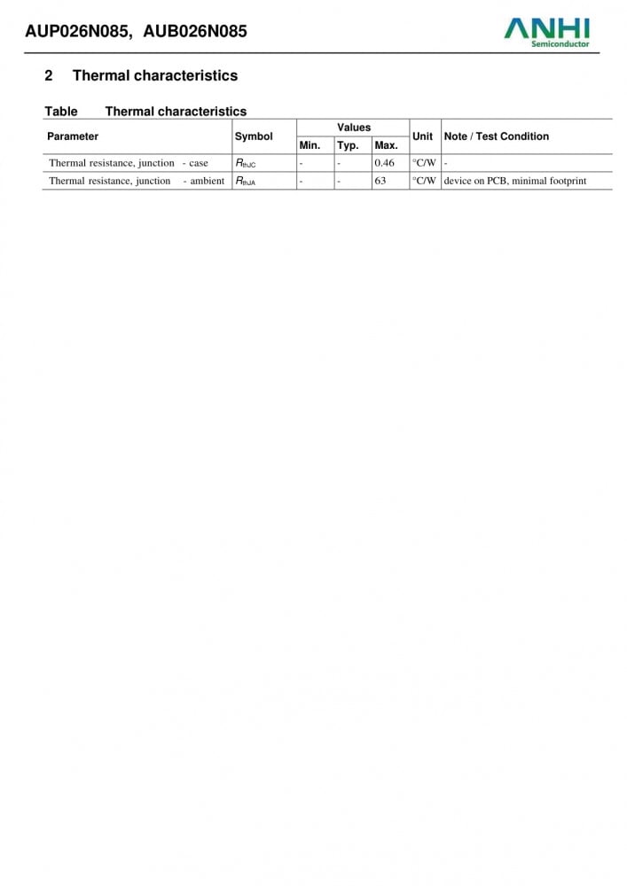 AUP026N085 datasheet page 3