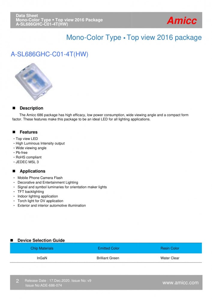 A-SL686GHC-C01-4T(HW) datasheet page 2