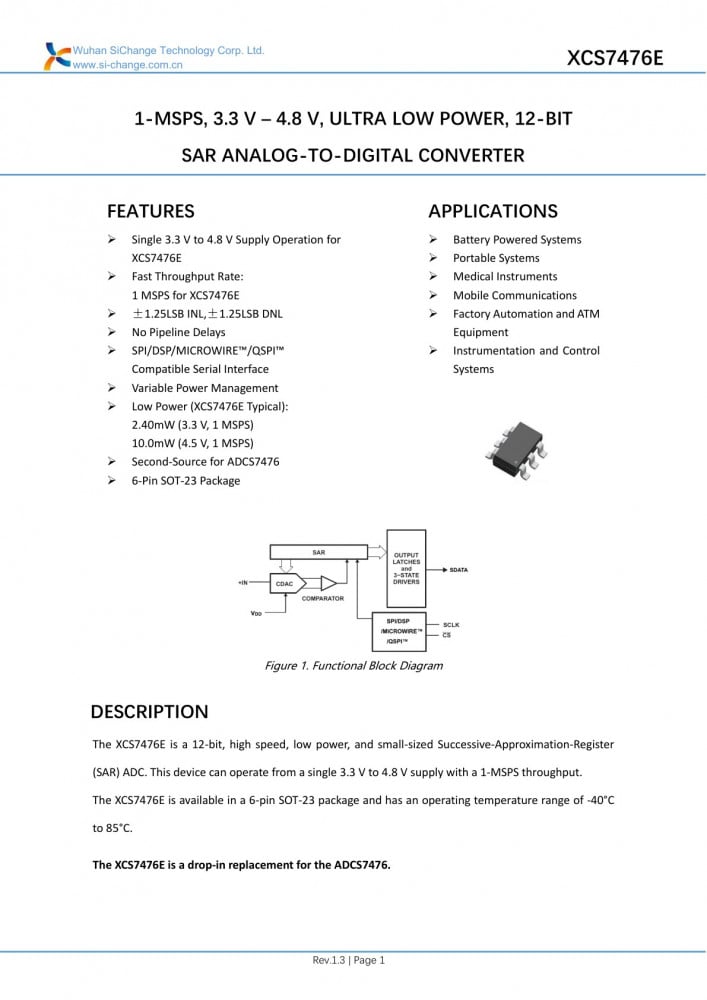 XCS7476E datasheet page 1