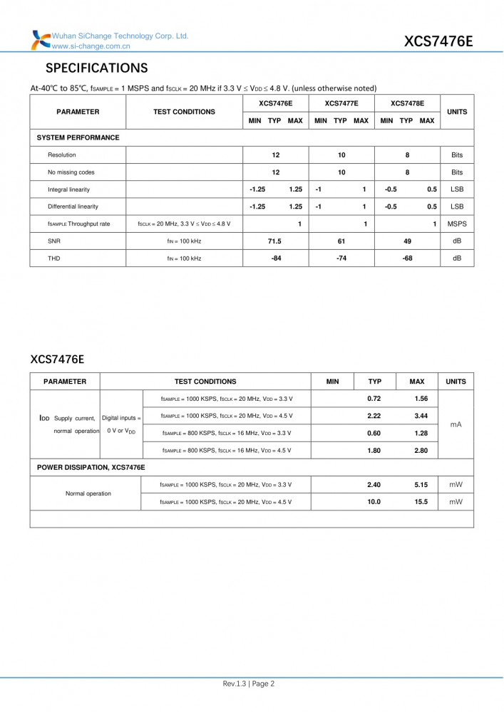 XCS7476E datasheet page 2