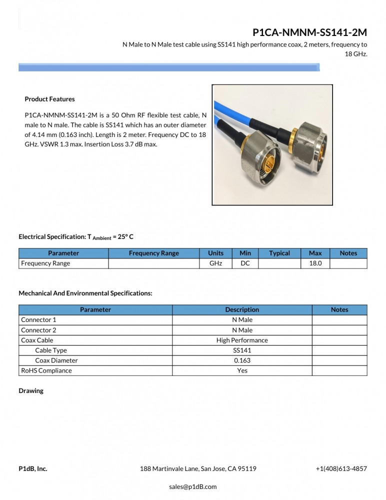 P1CA-NMNM-SS141-2M technical document page 1