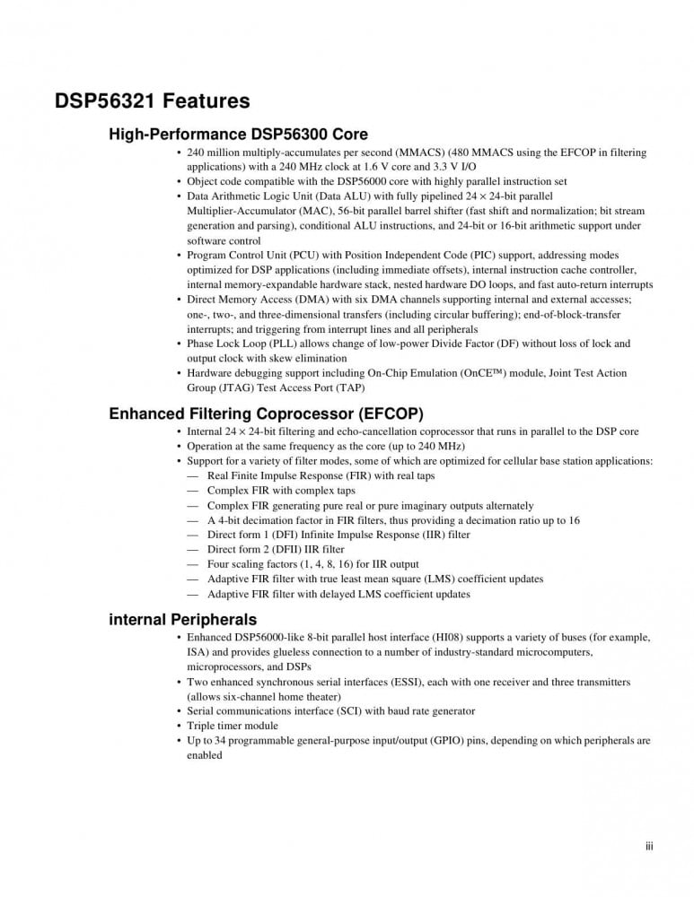 DSP56321 document page 3