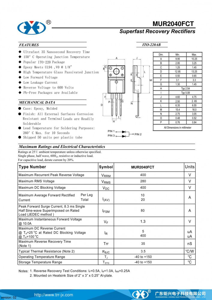 MUR2040FCT datasheet page 1