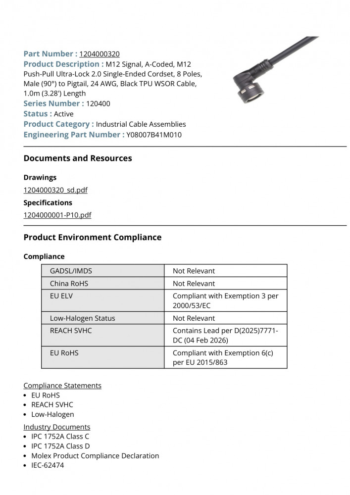 Molex product specification page image 1