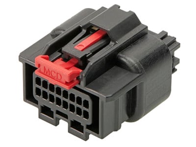 Mini50 Sealed Receptacle Housing, Dual Row, with CPA, 16 Circuits, Polarization Option B, Light Gray