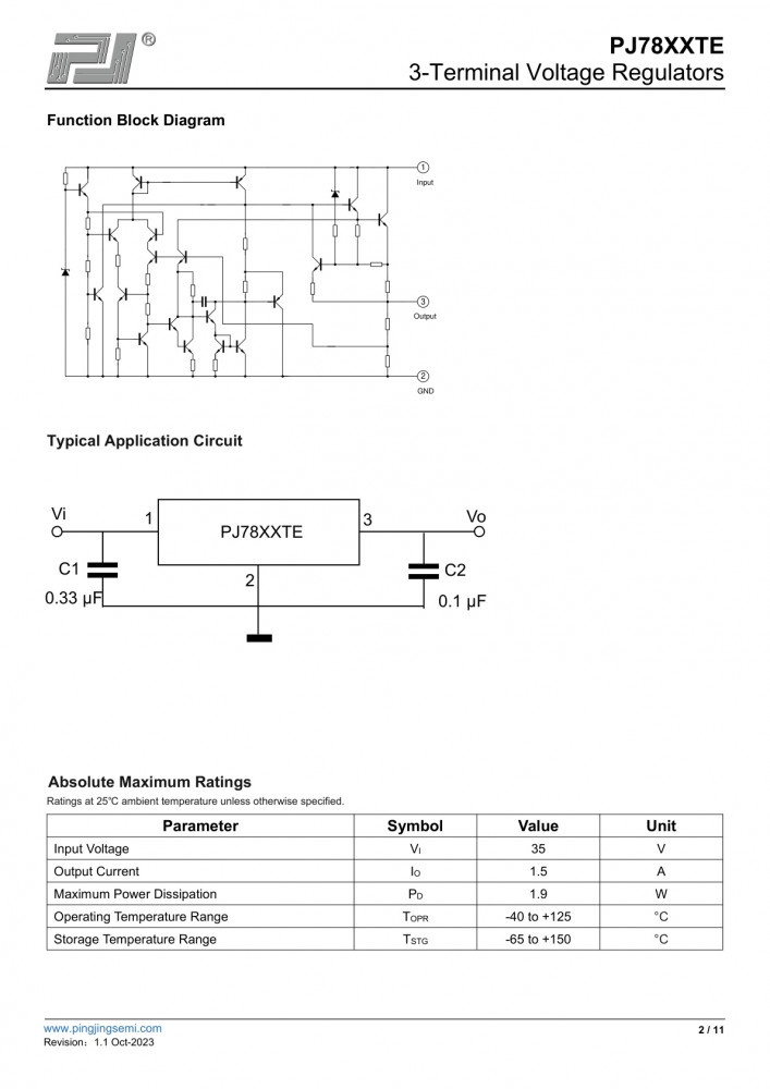 PJ7805TE datasheet page 2