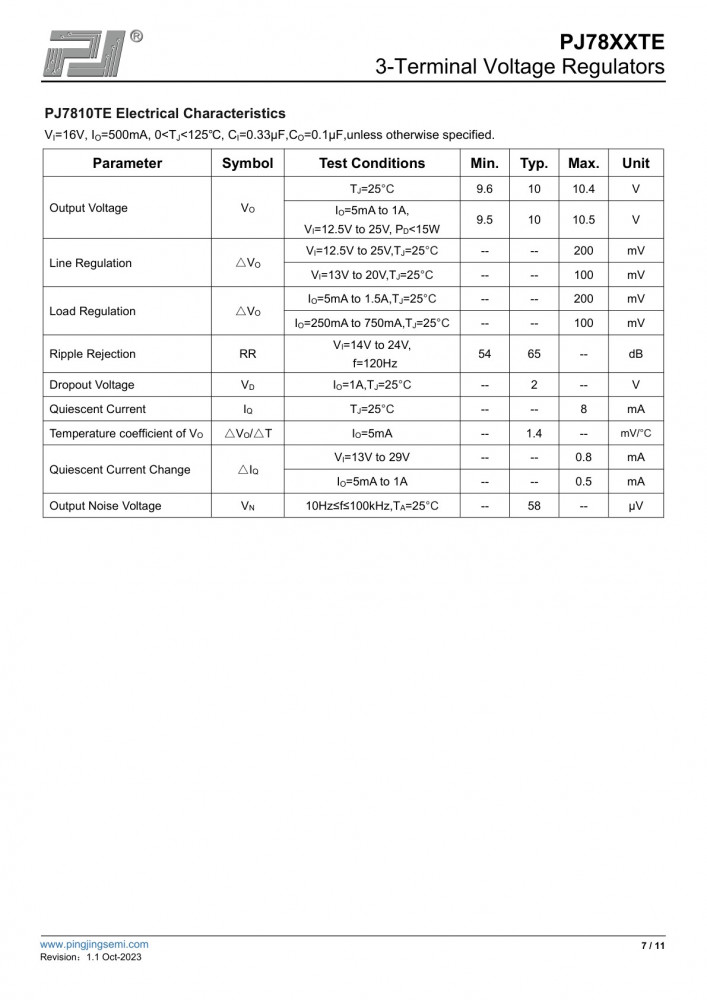 PJ7805TE datasheet page 7