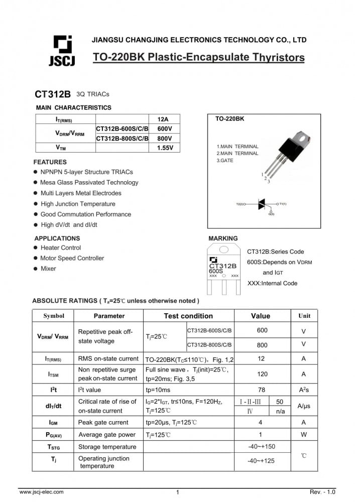 CT312B-800C datasheet page 1