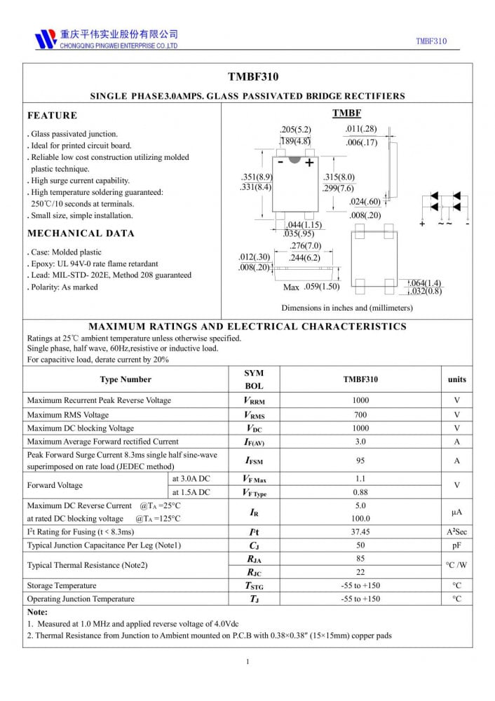TMBF310 datasheet page 1