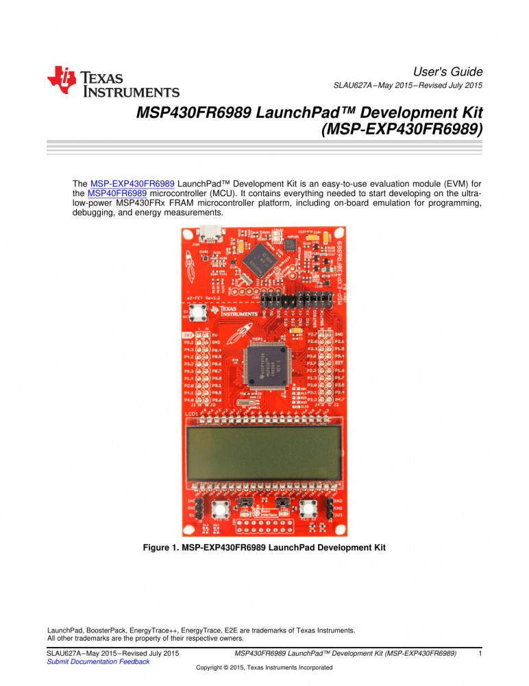 MSP-EXP430FR6989 document preview, page 1