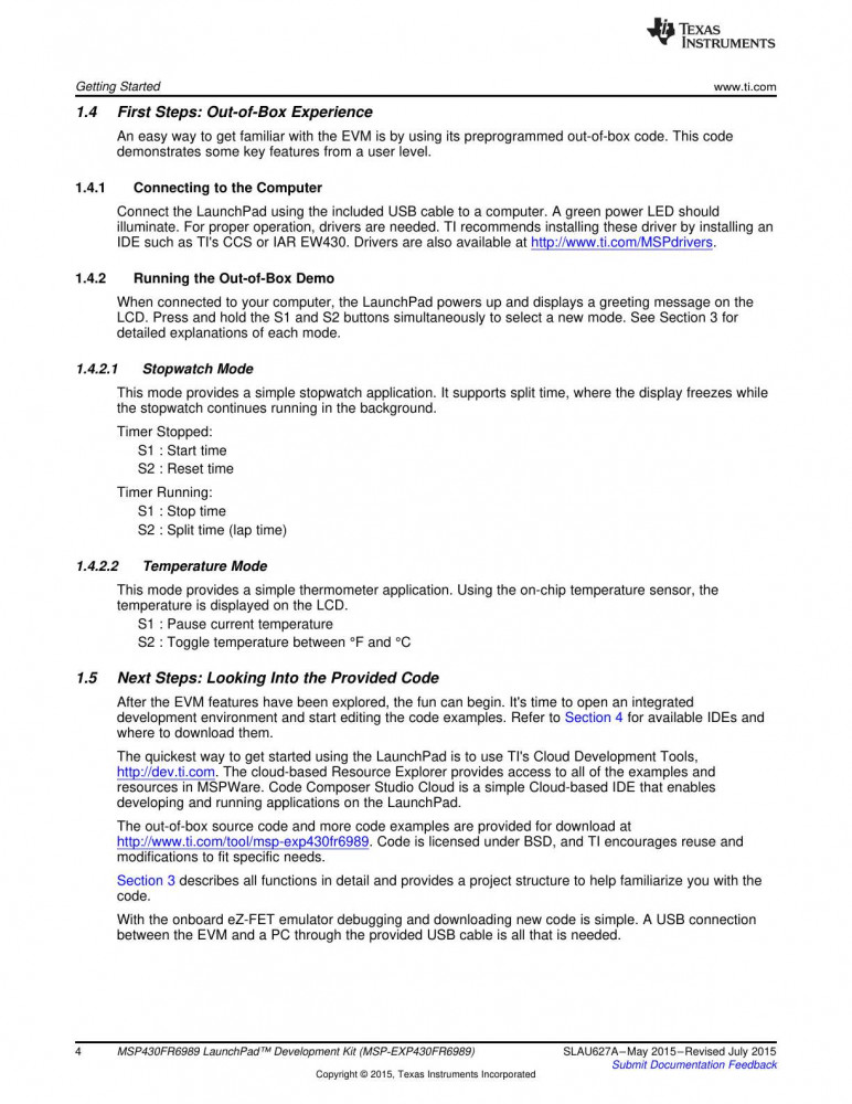 MSP-EXP430FR6989 document preview, page 4